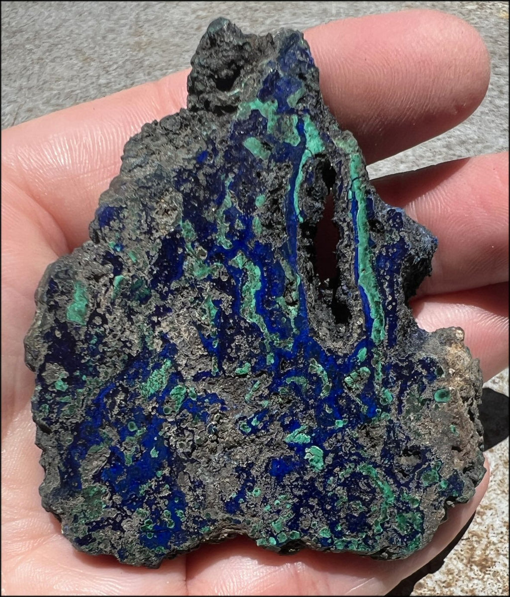 Azurite Malachite Mini Slab / Pocket Stone - Ease Anxiety, Balance Cha ...