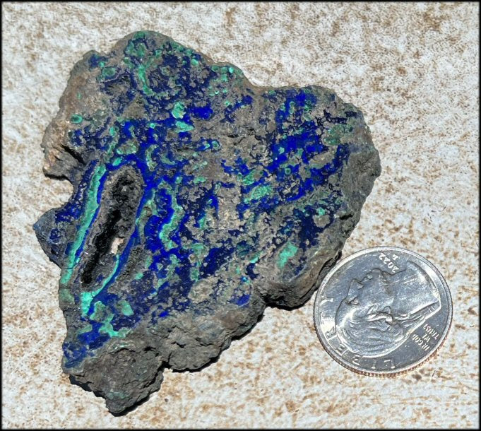 Azurite Malachite Mini Slab / Pocket Stone - Ease Anxiety, Balance Cha ...