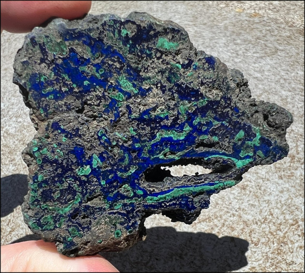 Azurite Malachite Mini Slab / Pocket Stone - Ease Anxiety, Balance Cha ...