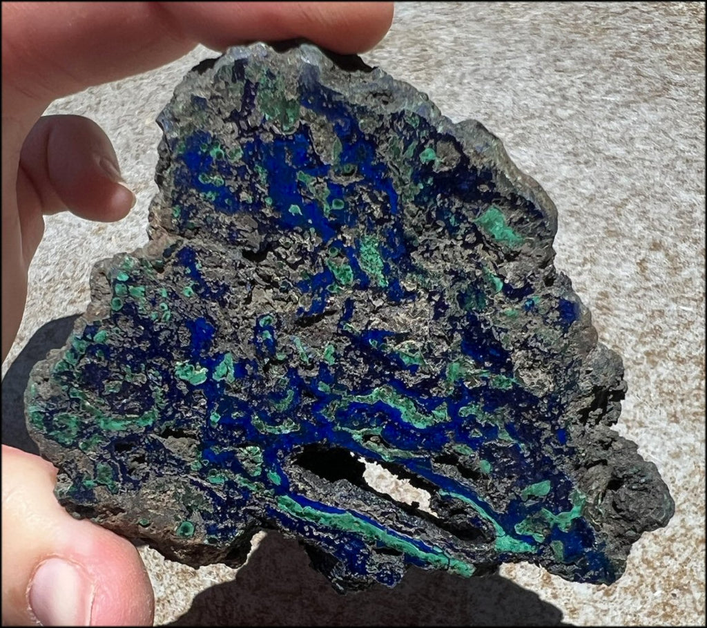 Azurite Malachite Mini Slab / Pocket Stone - Ease Anxiety, Balance Cha ...