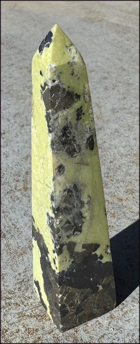 Peruvian GREEN Opal Crystal Obelisk with Lots of Pyrite - Heart Chakra ...