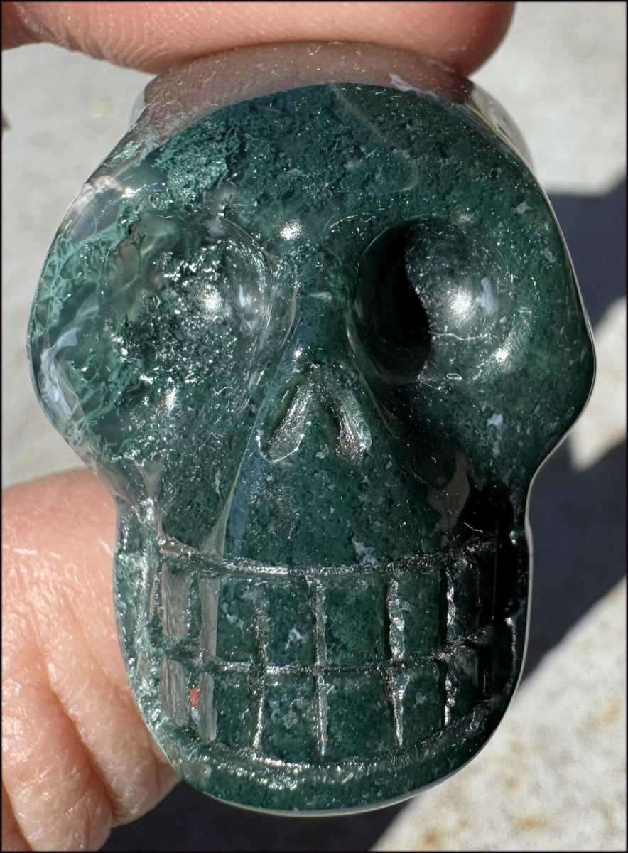 Moss Agate CRYSTAL SKULL - Abundance, Stone of Gardeners - with Synerg ...