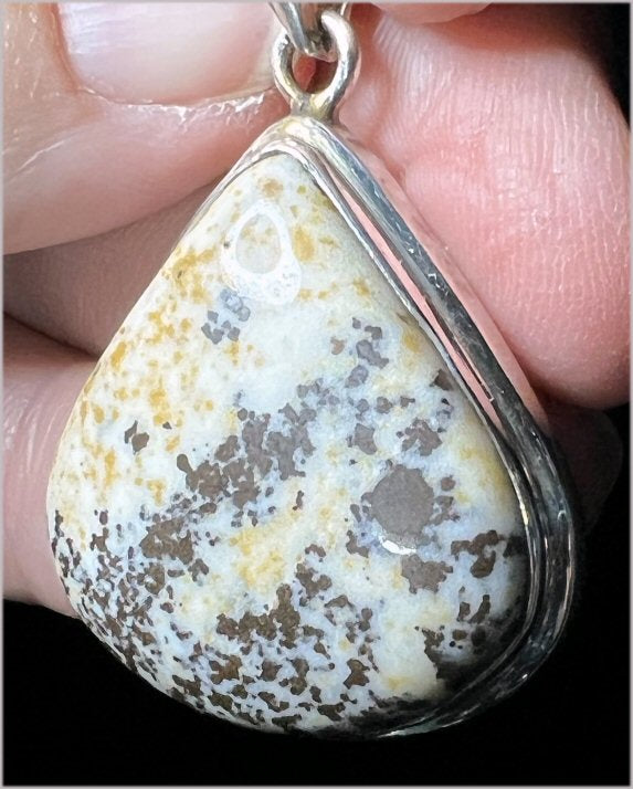 Sterling Silver DOLOMITE Crystal Pendant with Dendritic inclusions - w ...
